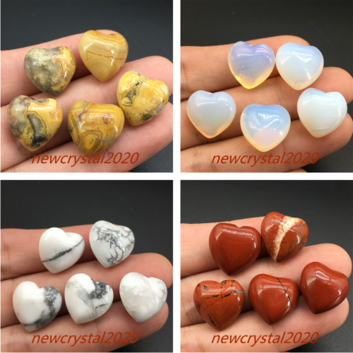 100 Natural Mix Quartz Mini Heart Carved Quartz Crystal Pendant Healing ...