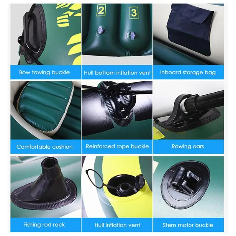 Heavy Duty Inflatable 3 Person Boat Fishing Rowing Boat Canoe Raft ...