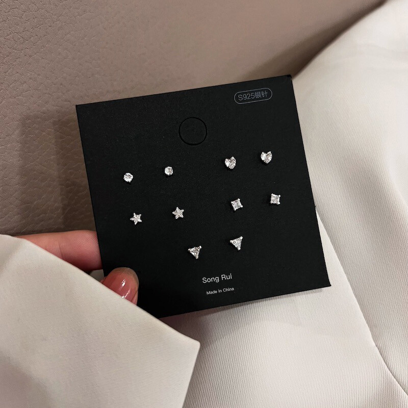 1Pair Silver Color Rhinestone Mini Stud Earrings Fashion Shiny Zircon Earring | eBay