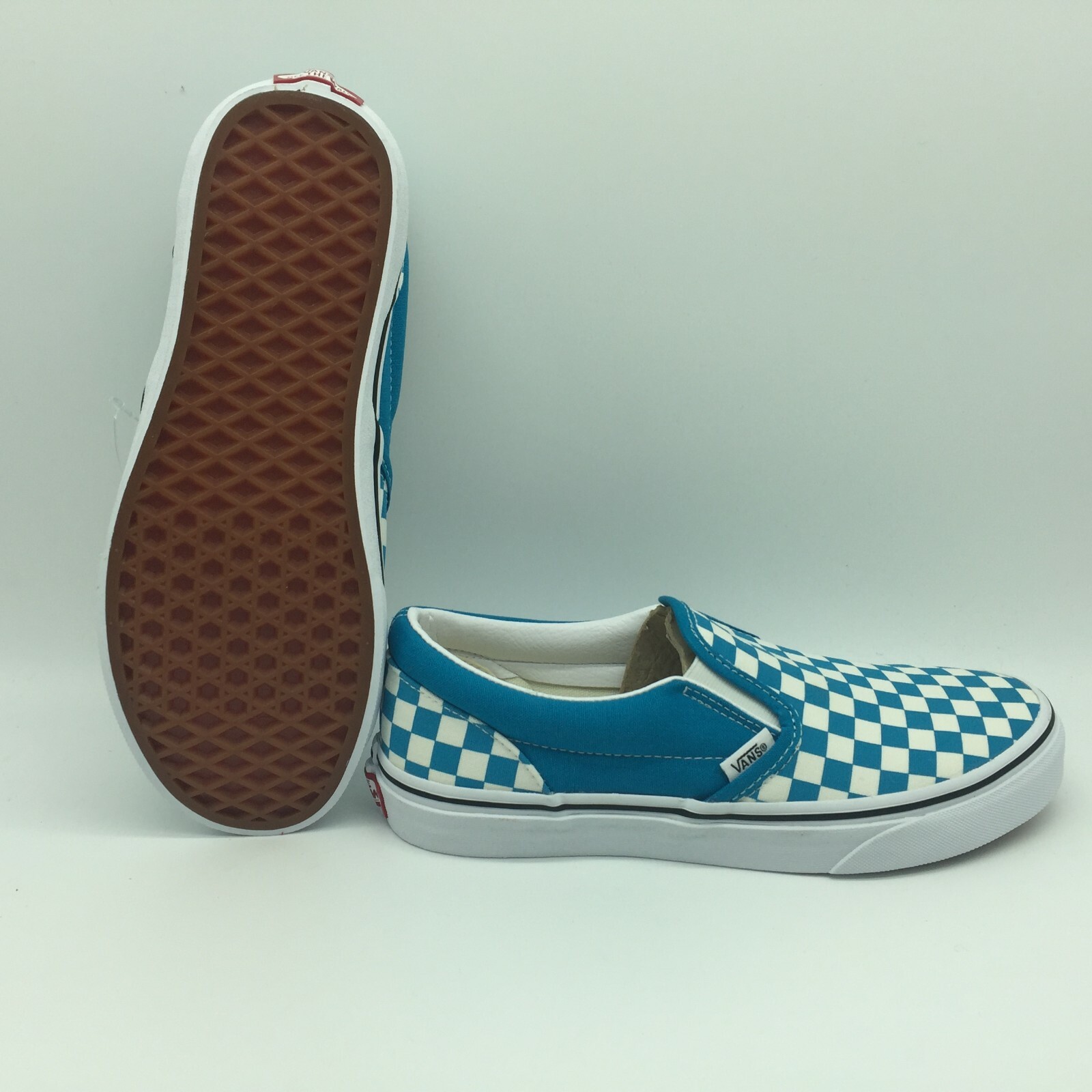 Vans Men/Women's Shoes ''Classic Slip-On"(Checkerboard)--Caribbean Sea ...