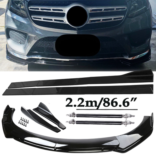 Front Bumper Lip Spoiler Side Skirts Rear Lip Glossy Black For Mercedes ...