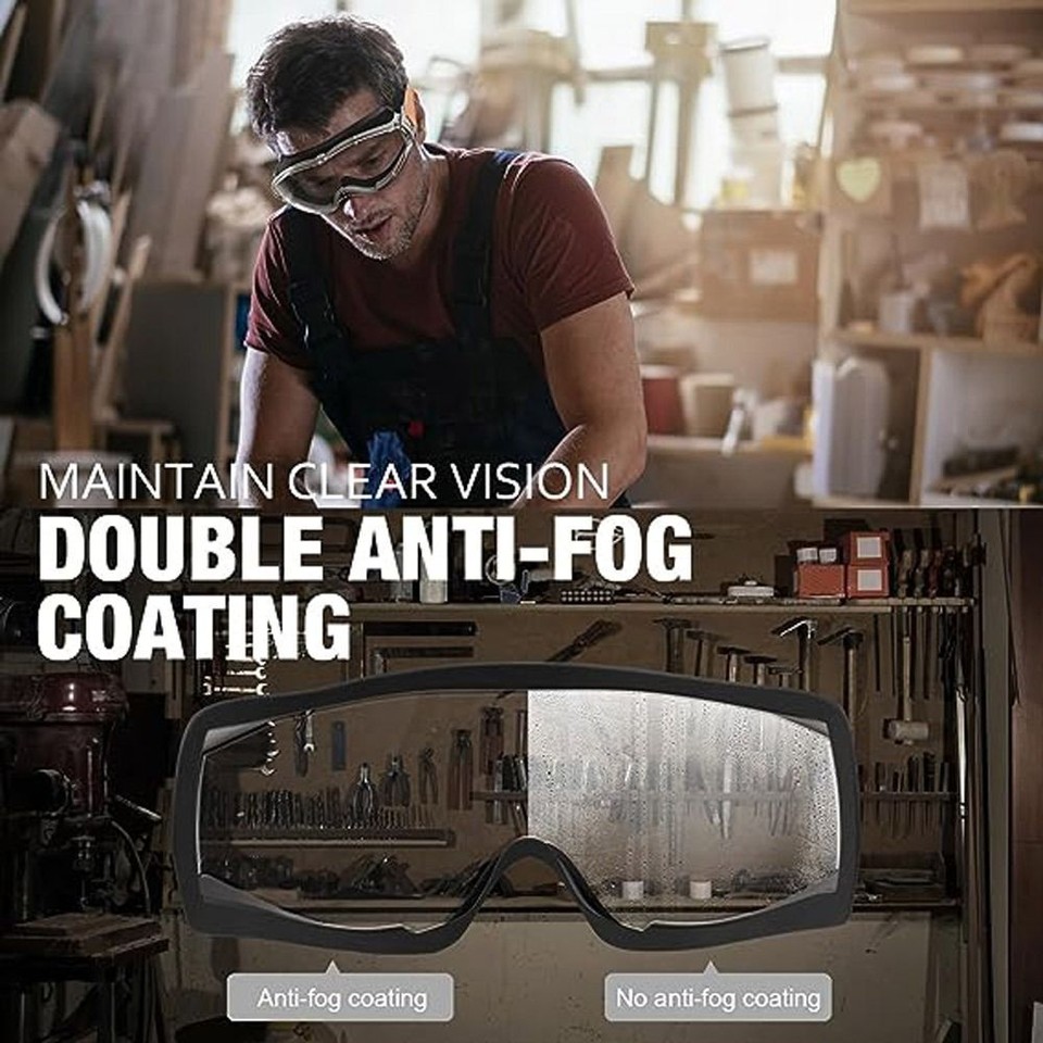 Industrial Grade Safety Goggles,Anti Fog Clear Lens Lab Goggles Fit ...