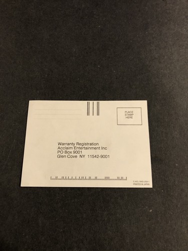 Super Nintendo Snes Acclaim Registration card insert | eBay