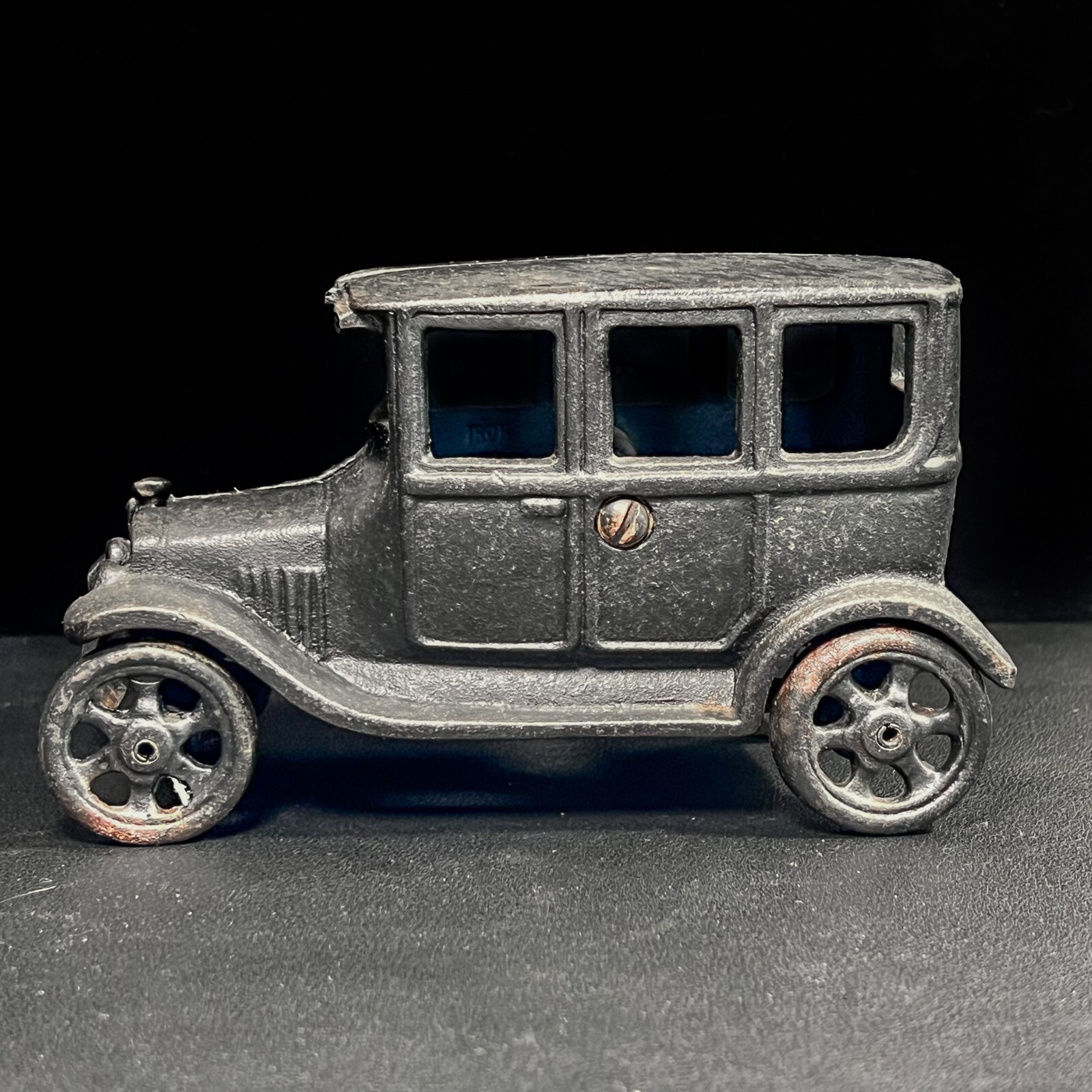 Vtg IRON ART JM 137 MODEL T Toy Car 6" x 3.5" Black Cast Iron Man Cave ...