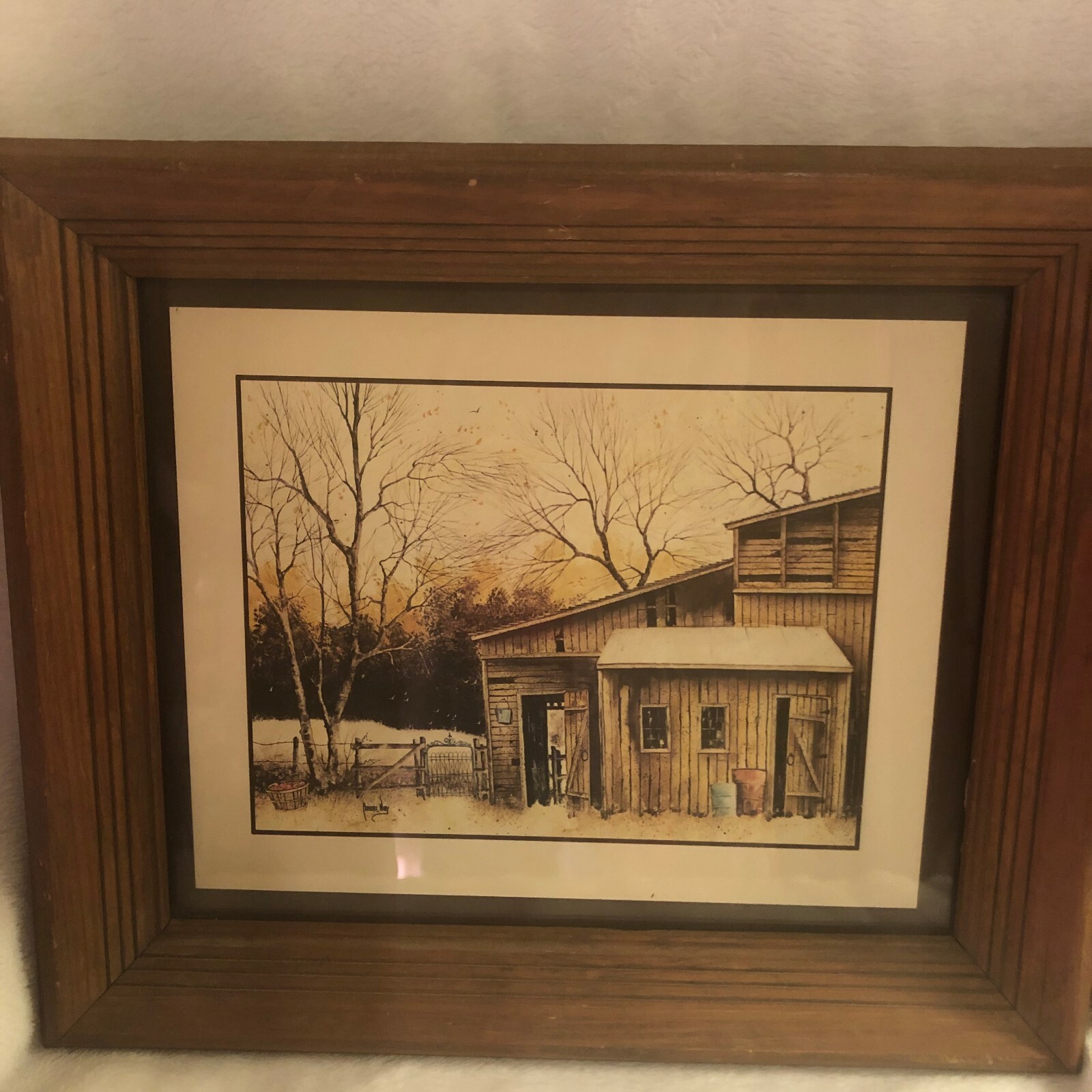 Vintage Barn Scenes by Robert Nidy 2 Wood Framed Art Prints Pen and Ink ...