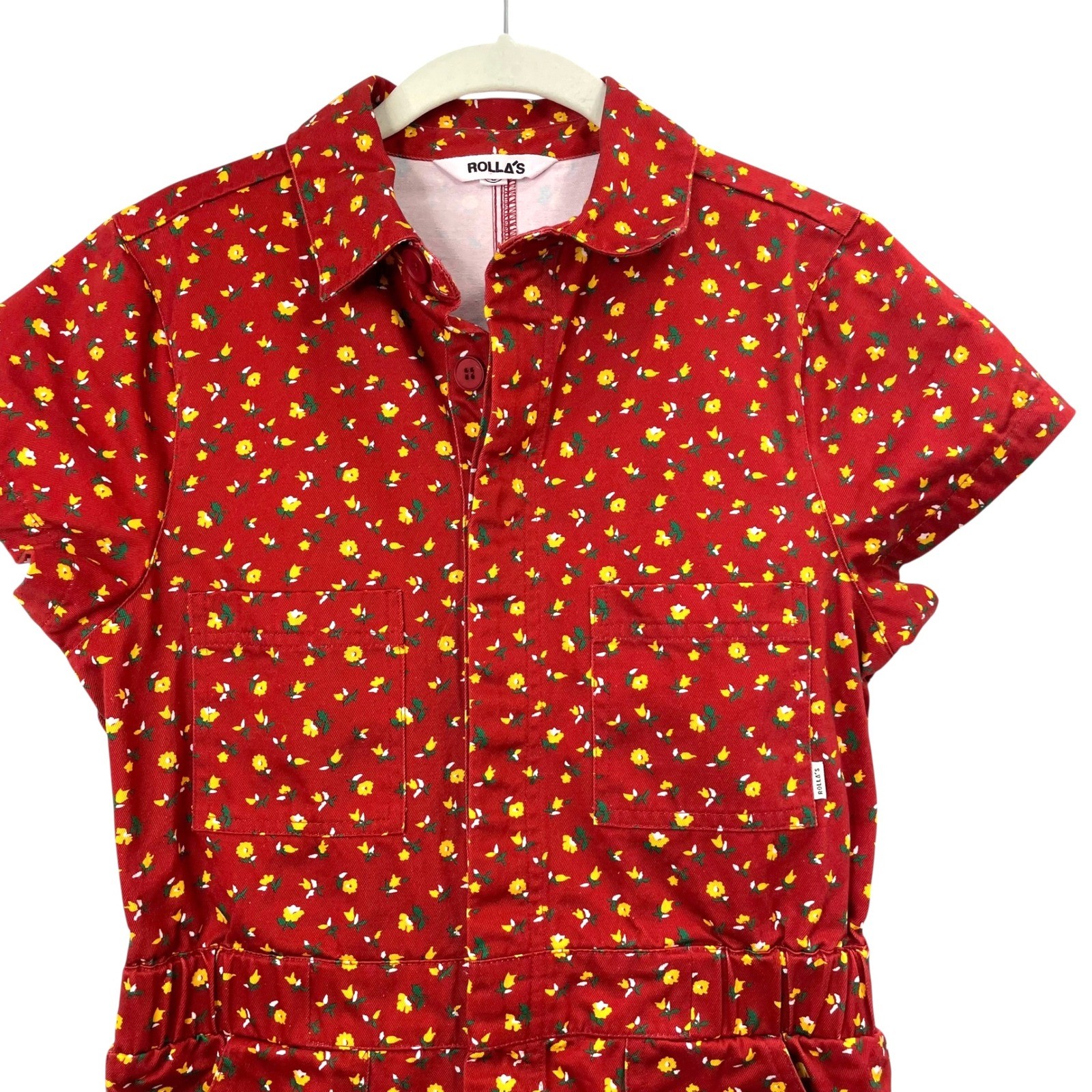 Rolla's Alpine Floral Hamptons denim Romper Size S retro style hippie
