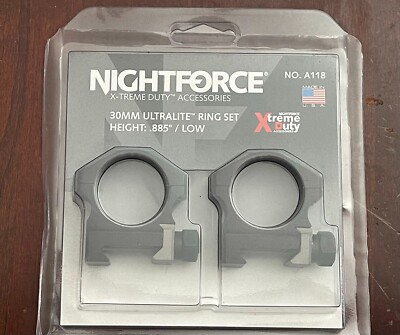 NIGHTFORCE X-TREME DUTY 30MM ULTRALITE RING SET Height: .885" / LOW # ...