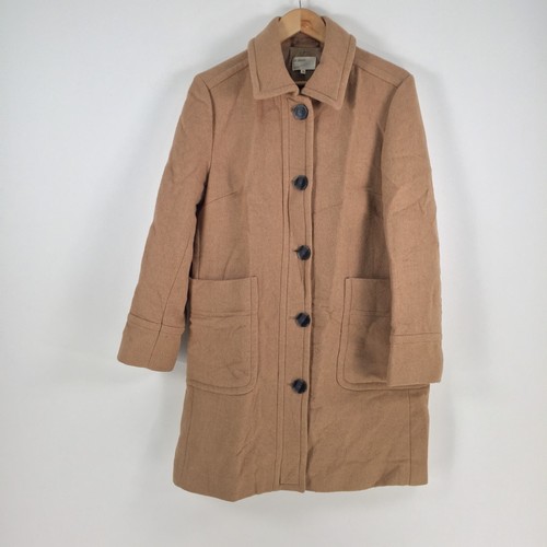 Hi there karen walker womens trench coat size 12 wool blend camel brown ...