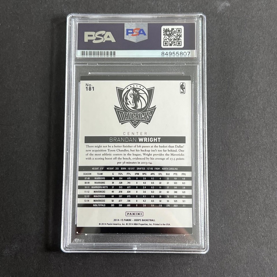 2014-15 Panini HOOPS #181 BRANDON WRIGHT Signed Card AUTO PSA Slabbed ...