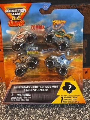 Monster Jam Official Mini 5-Pack with Mystery Collectible Monster Truck ...