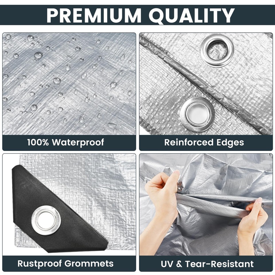 Heavy Duty Tarp Cover Extra Thick Tarps Waterproof Tear and Rip Proof ...