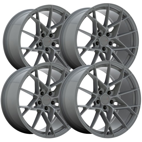 (Set of 4) Staggered-TSW Sector 20" 5x112 20mm Battleship Gray Wheels ...