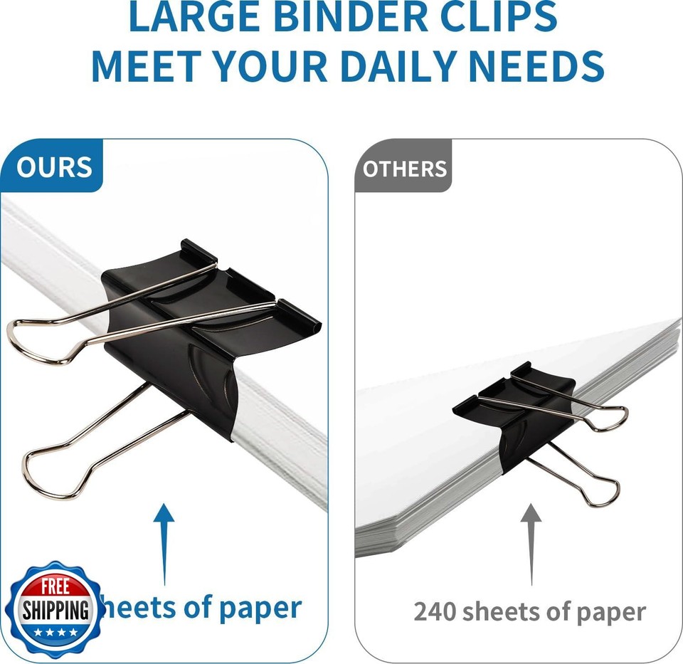 Aumsica Jumbo Binder Clips 3 Inch - Extra Large Binder Clips 24 Pack ...