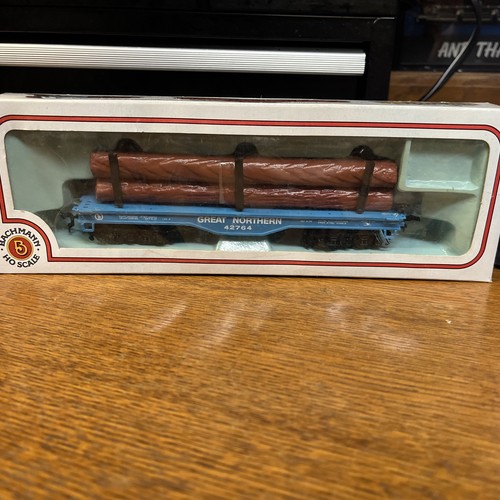 Vintage BACHMANN HO Railroad Train Car GREAT NORTHERN FLAT CAR W/LOGS ...