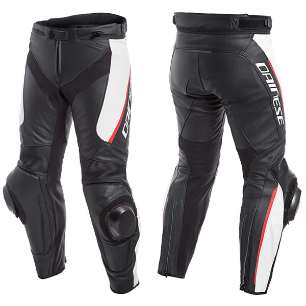 Dainese Delta 3 Leather Pants Motorcycle Bike Trousers Black White | eBay
