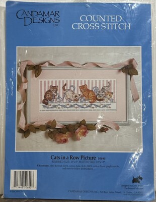 Candamar Designs Cross Stitch Kit Cats In A Row 50690 | eBay
