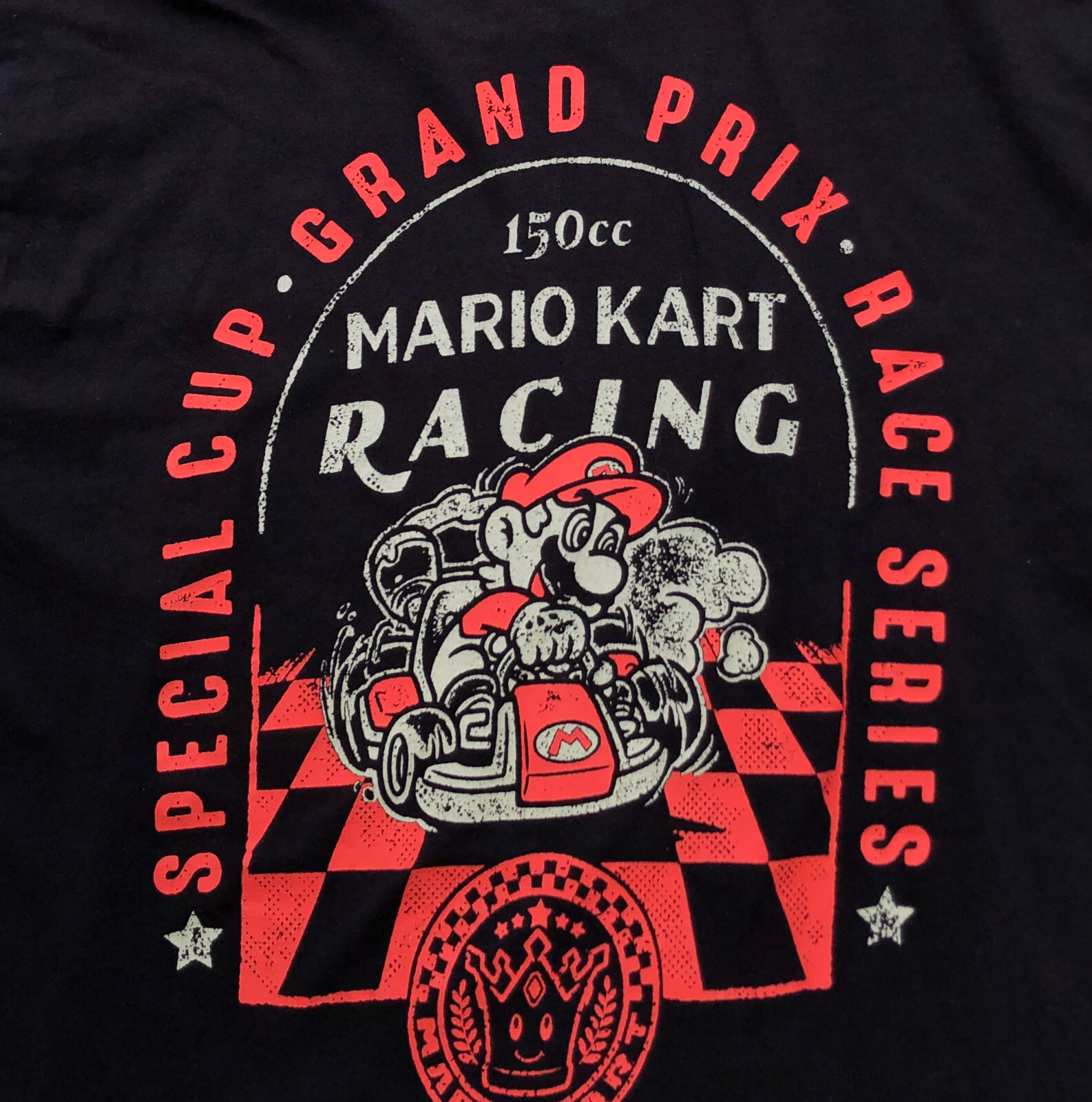 MARIO CART RACING GRAND PRIX Men’s Black Sleeve Crew … - Gem