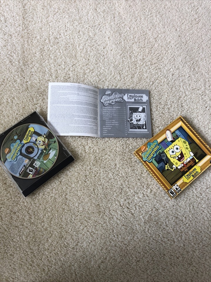 SpongeBob SquarePants EMPLOEE OF THE MONTH Vintage PC CD-ROM W/Manual ...