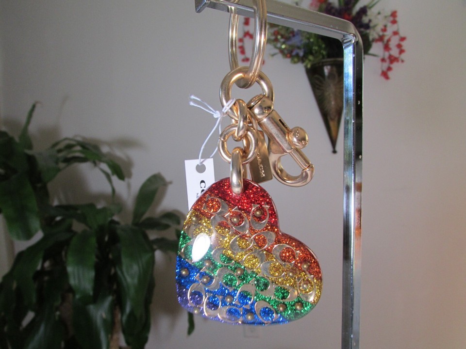 NWT Coach Sprinkle Signature Heart Bag Charm F78691 Gold Multicolor | eBay