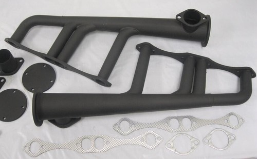 BLACK OUT STEEL LAKE STYLE HEADERS For SBC 265-400 V-8 CHEVY HOT ROD ...