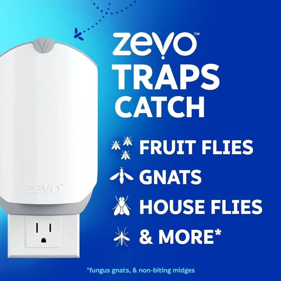 Zevo Flying Insect Trap (1 Plug in Device & 1 Cartridge) Featuring Blue ...