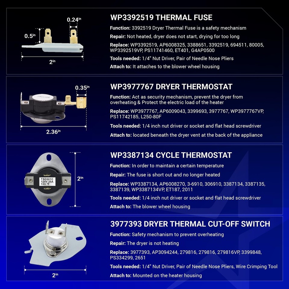 [2025 Upgraded] 279838 WED4815EW1 Heating Element For Whirlpool Dry ...