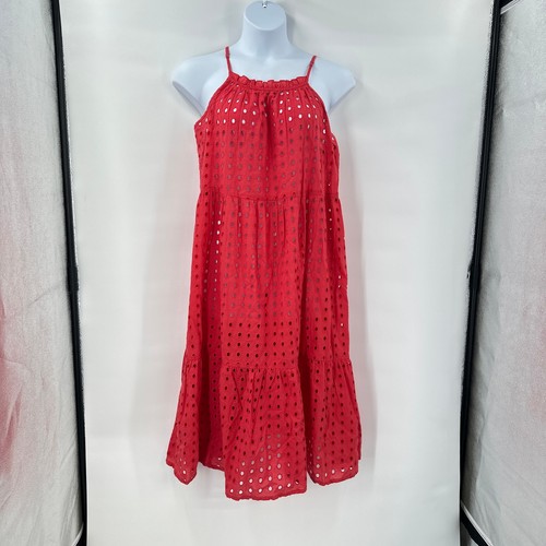 New True Destinations Midi Dress Cover Up Women Medium Eyelet Tiered ...