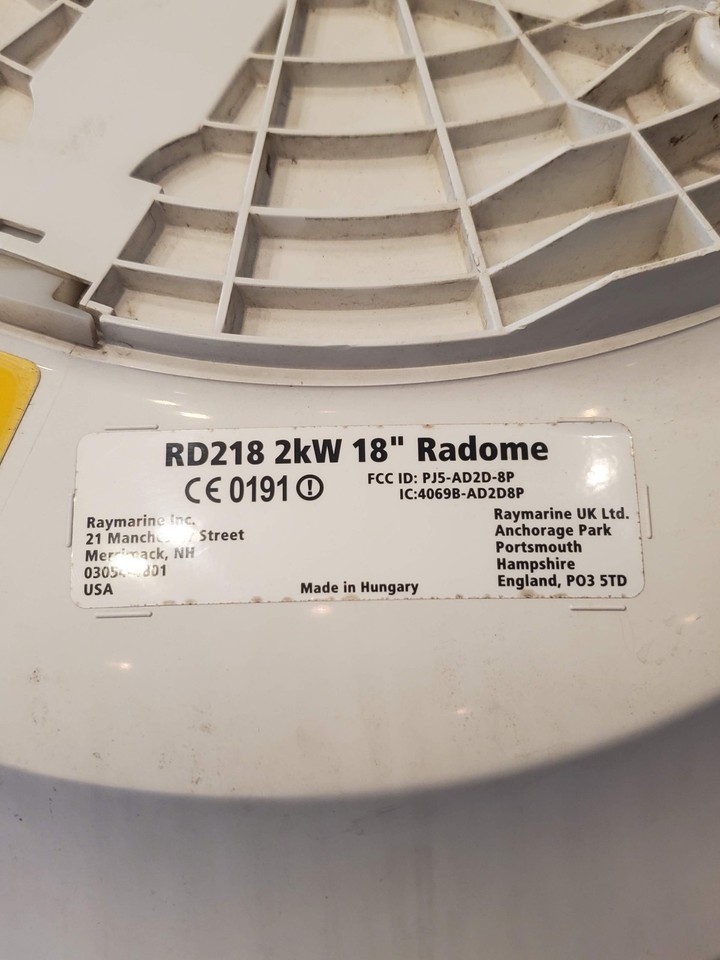 Raymarine RD218 2kW 18" Radome Radar Scanner Dome - Price Drop | eBay