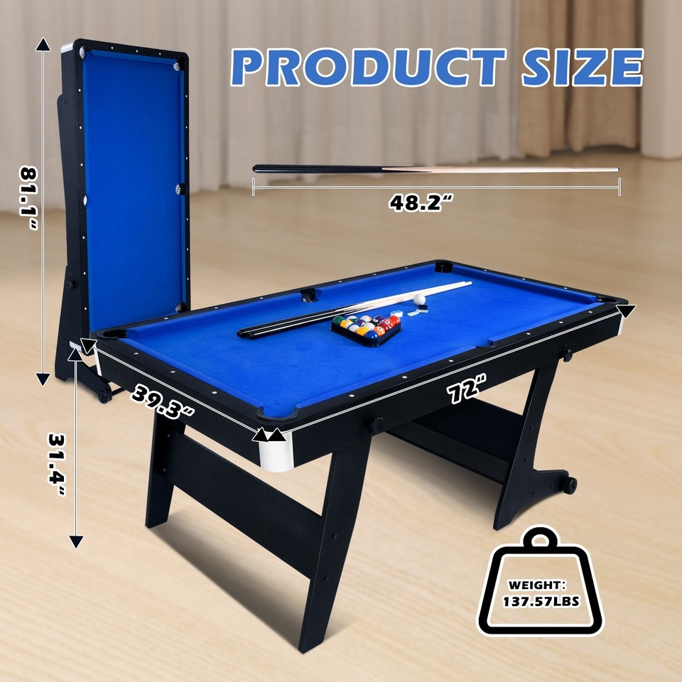 6ft Billiard Table Bar Size Pool Table Heavy Duty Game Room Man Cave ...