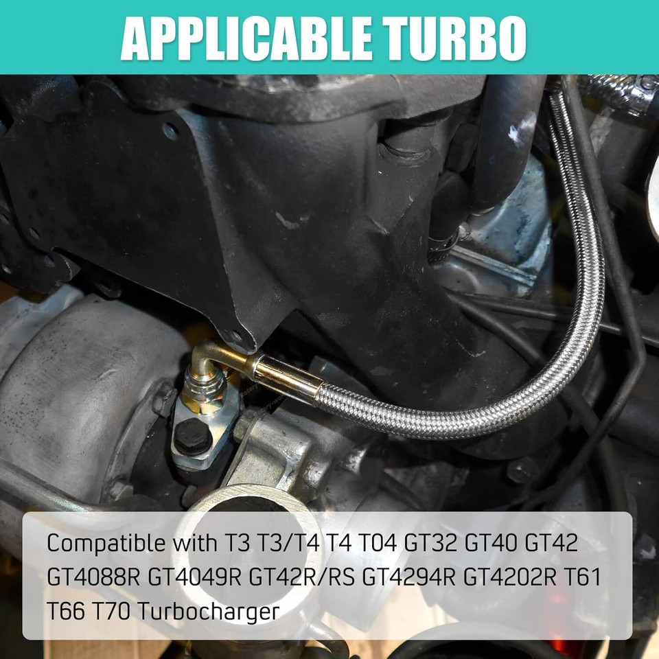 Car Turbo Oil Feed Line Kit T3 T4 T60 T61 T70 1/8 PNT 90 Degree 41" AN4 ...