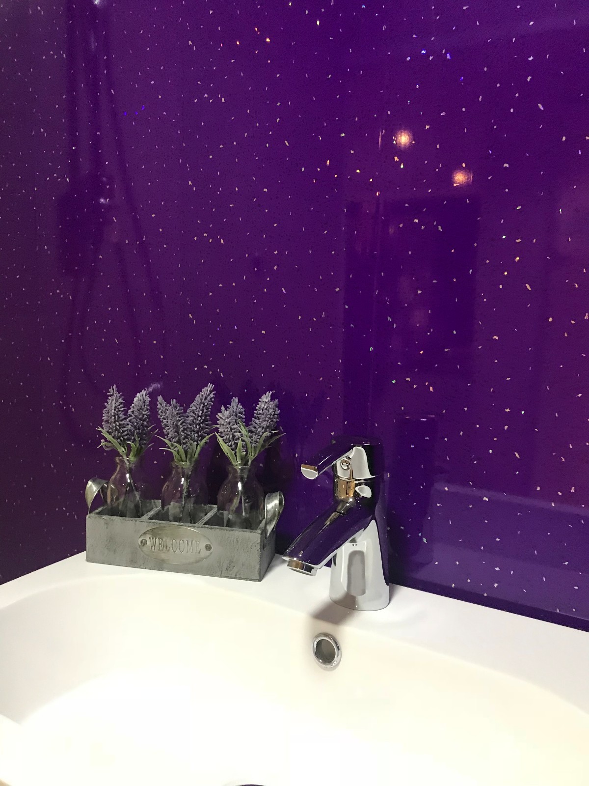 Purple Sparkle PVC Cladding Bathroom Shower Ceiling Panels Wet Wall ...