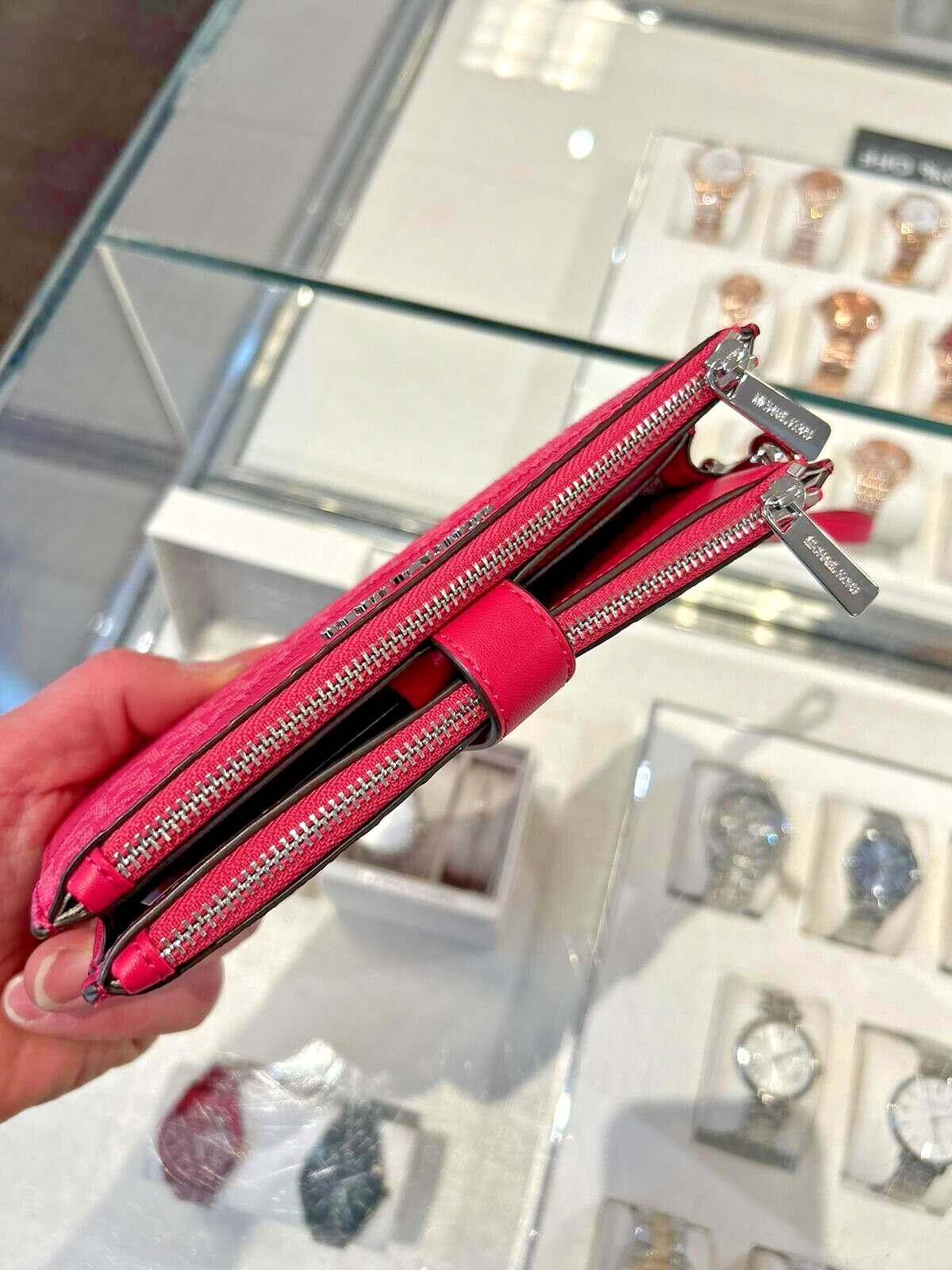 Michael Kors Large Double Zip Wristlet Credit Card Phone Holder MK Logo ...