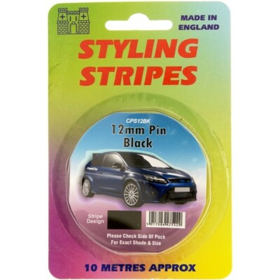 CASTLE PROMOTIONS Single Stripe - Black - 12mm - 10m Length CPS12BK [AU ...