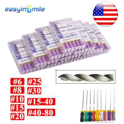 Endodontic Hand files Endo Root canal K files Dental Stainless Steel#6 ...