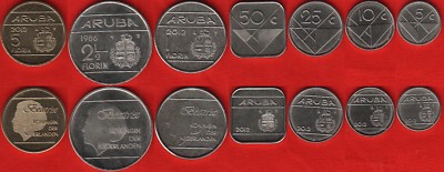 Aruba set of 7 coins: 5 cents - 5 florin 1986-2012 UNC | eBay