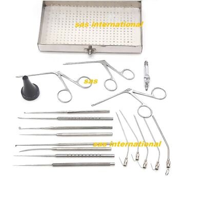 Myringotomy Instruments Set of 15 pcs For ENT Myringoplasty Surgical ...