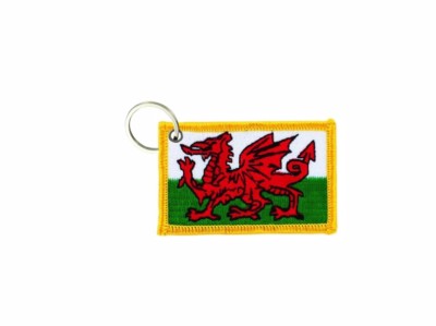 Keychain keyring embroidered embroidery patch double sided flag wales ...