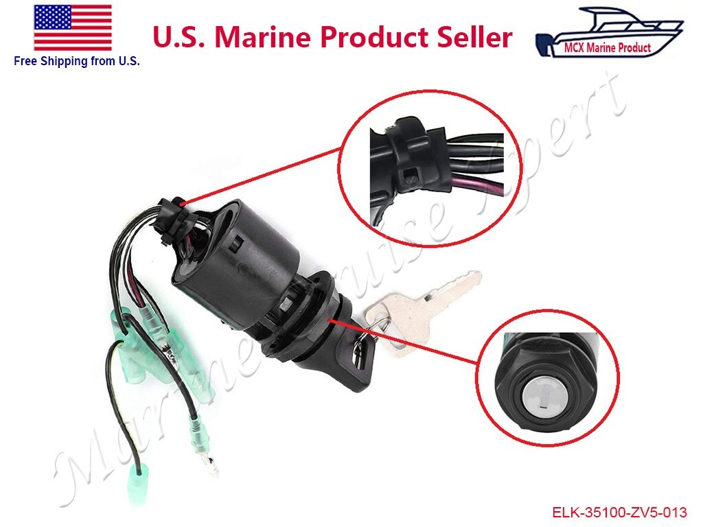 Honda Outboard Remote Control Box Ignition Key Switch 35100-ZV5-013 | eBay