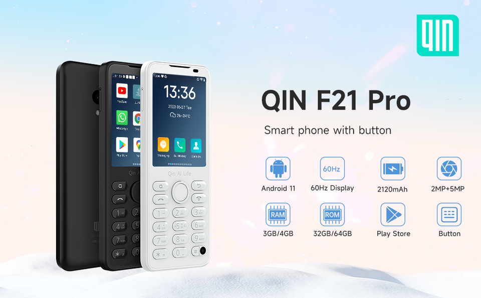QIN F21 Pro unlocked smart button small mobile phone touch screen 4GB ...
