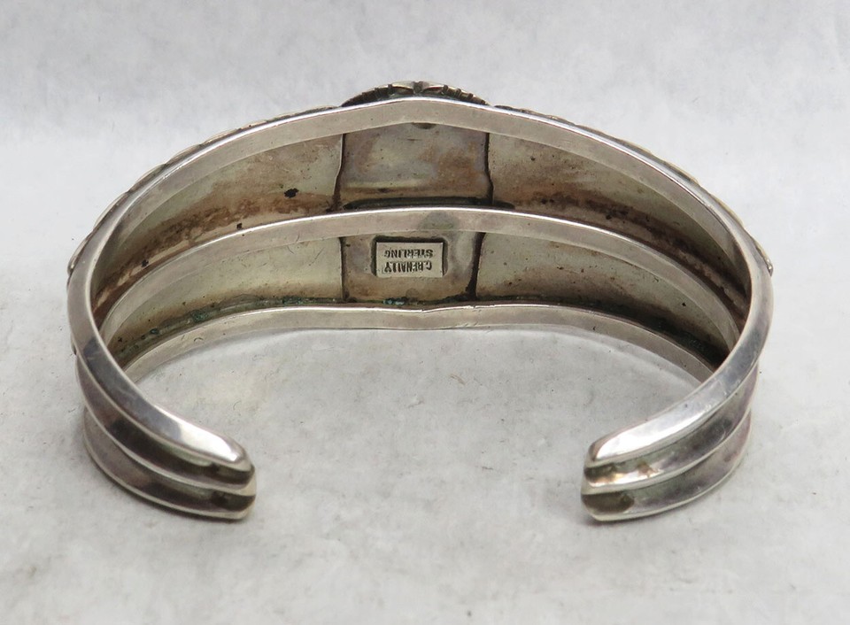 BEAUTIFUL CHESTER BENALLY NAVAJO STERLING SILVER & CORAL CUFF BRACELET ...