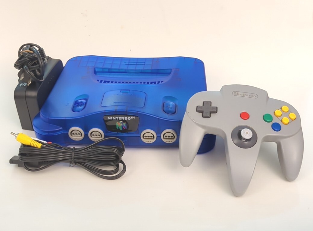 Nintendo 64 Blue JP N64 Console + Cables & Controller + Jump Pak ...