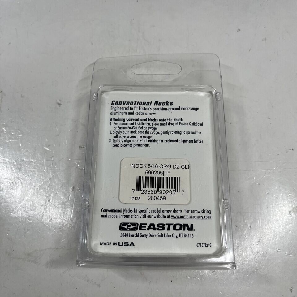 Easton 5/16 Conventional Nocks Orange 1 Packs of 12. New! FREE SHIPPING ...