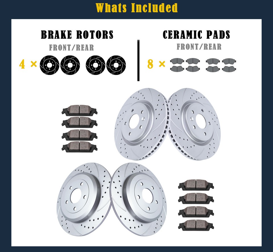 Front and Rear Brake Rotors Pads Kit for Ford Explorer Lincoln MKS MKT ...