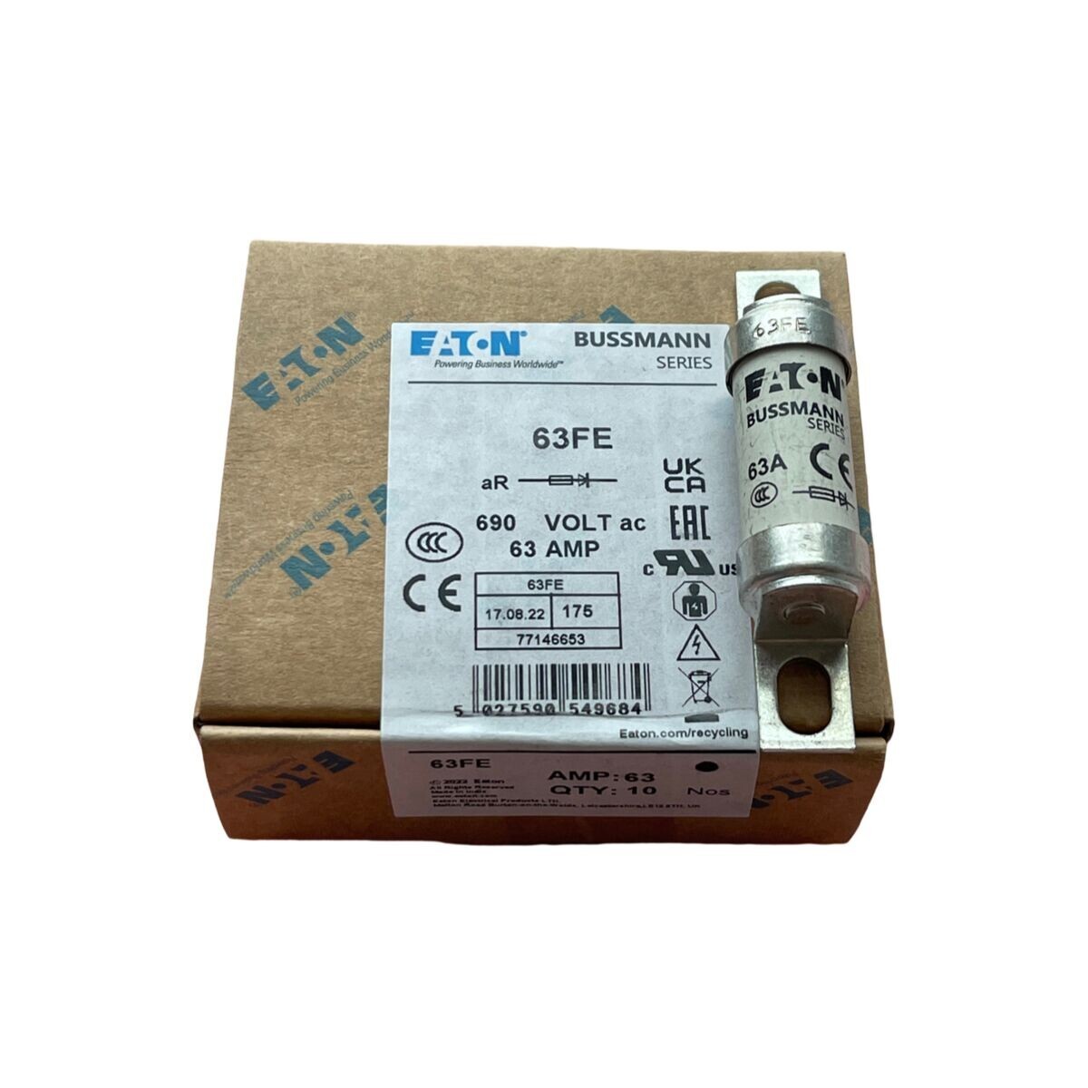 10pcs/box ORIGINAL Bussmann 63FE 63 FE ( 63A ) 690Vac AC Fuse Type T | eBay
