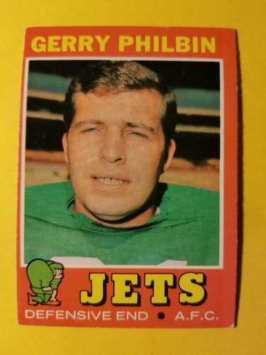 VINTAGE GERRY PHILBIN #98 NEW YORK JETS - BUFFALO BULLS - 1971 TOPPS ...
