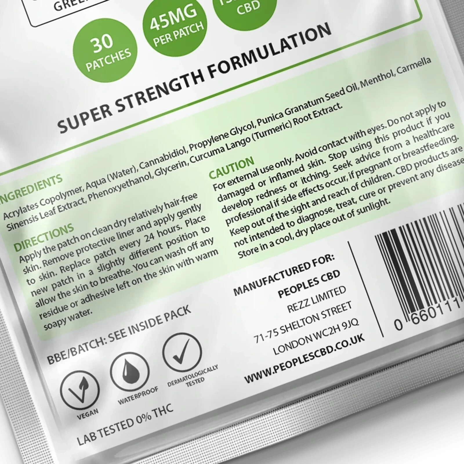 1350mg CBD Oil Dermal Patches by Peoples CBD® | 30x45mg Patches | THC ...