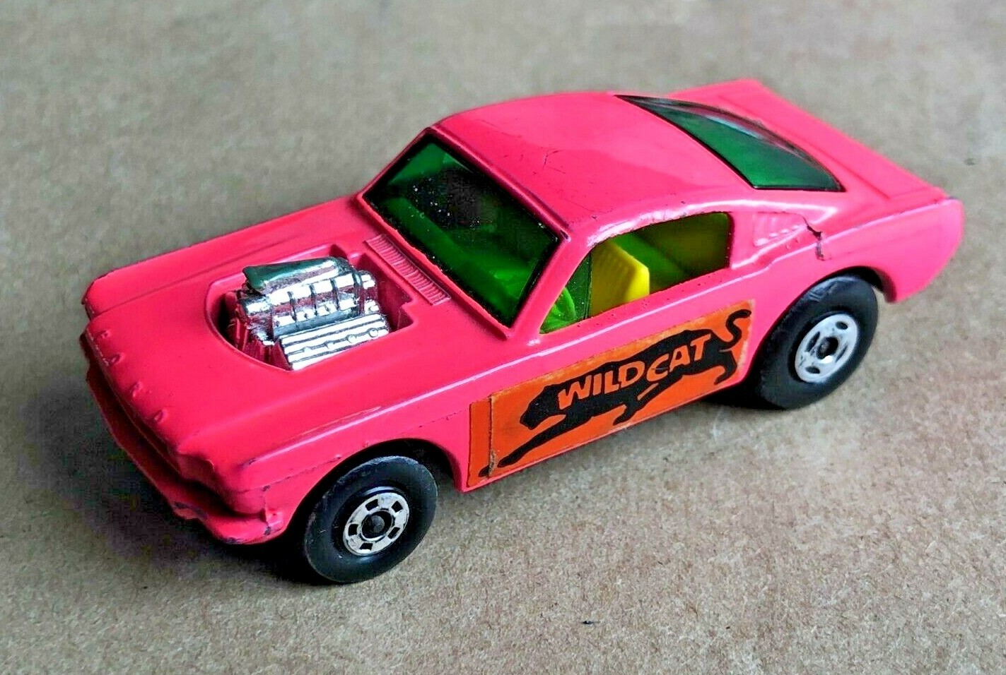 1970 Matchbox Superfast No. 8 Mustang WILDCAT Dragster Pink BLACK decal ...