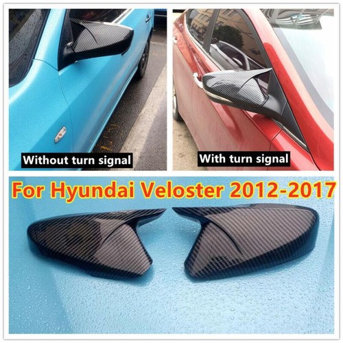 For Hyundai Veloster 2012-2017 OX Horn Rear View Mirror Cover Carbon ...