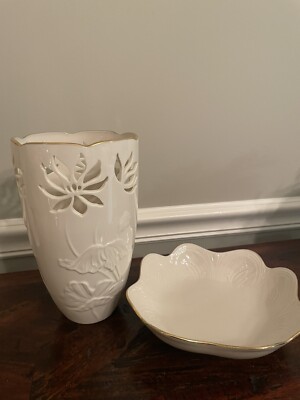 Vintage Lenox Saybrooke Hand Decorated 24kt Gold 8” Scalloped Edge Bowl ...