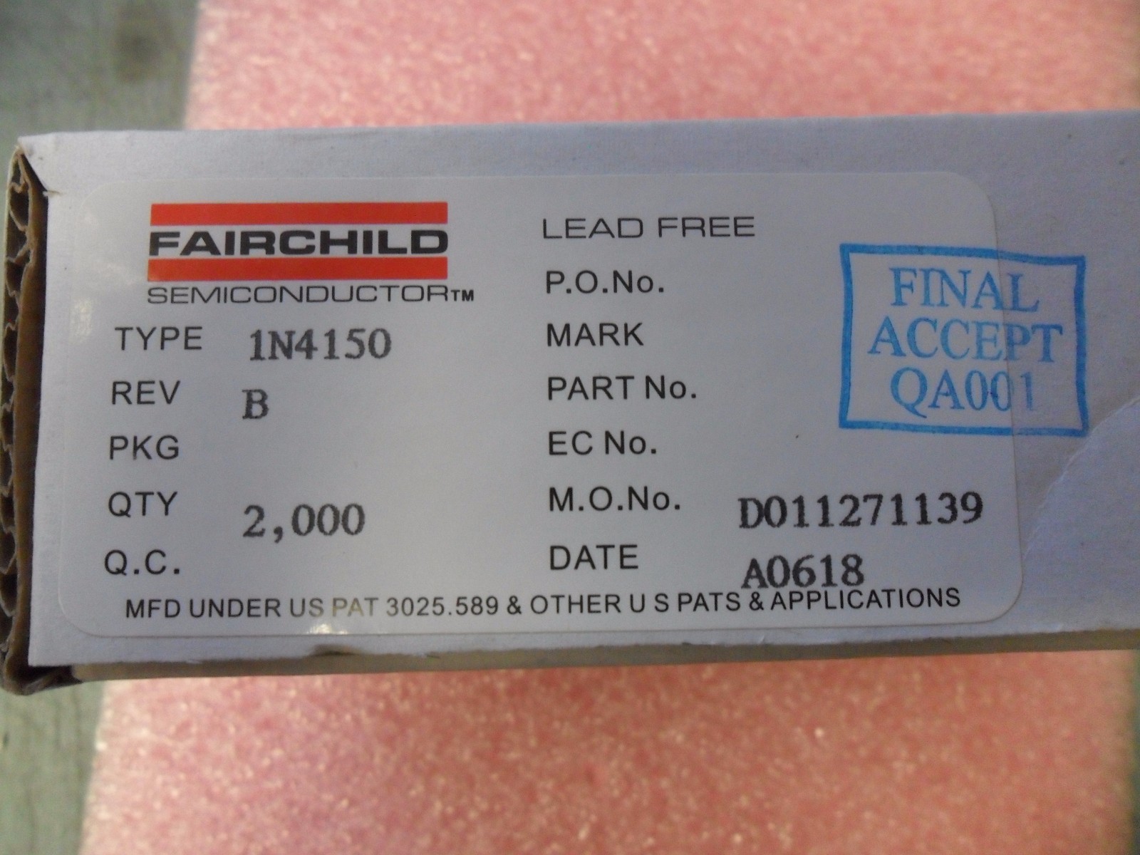 1N4150 DIODE FAST RECOVERY 200mA, 75V DO-35 2-PIN FAIRCHILD (100 PER ...